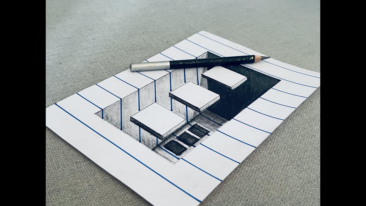 Easy Draw 3d Drawing On Paper For Beginners How To Draw 3d Youtube
