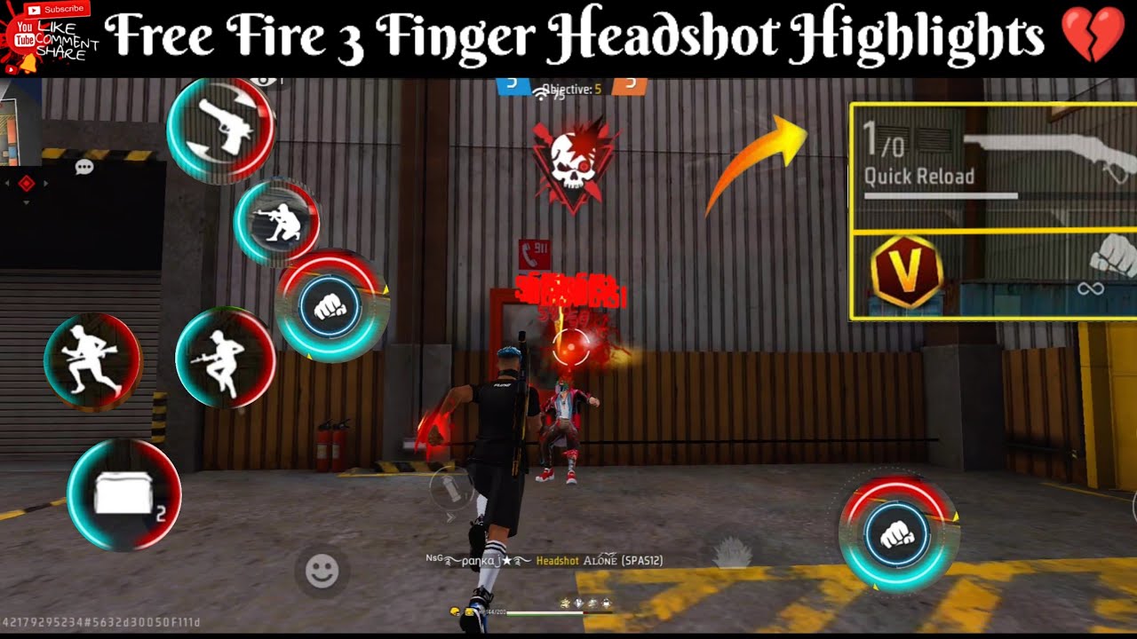 best 3 finger custom hud in ff || free fire three finger setting ...