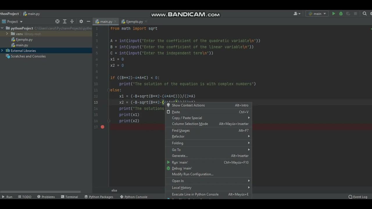 Make quadratic equations in python - YouTube