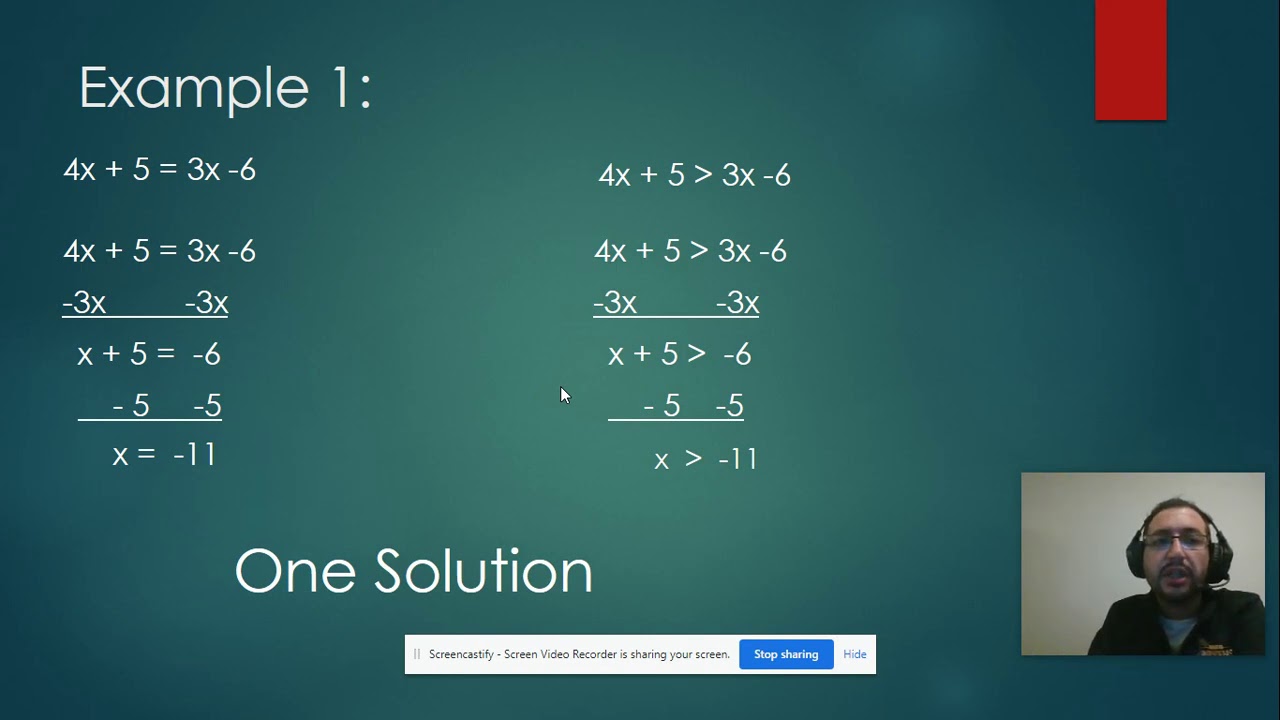 Solving Equations and inequalities No solution and infinite many ...