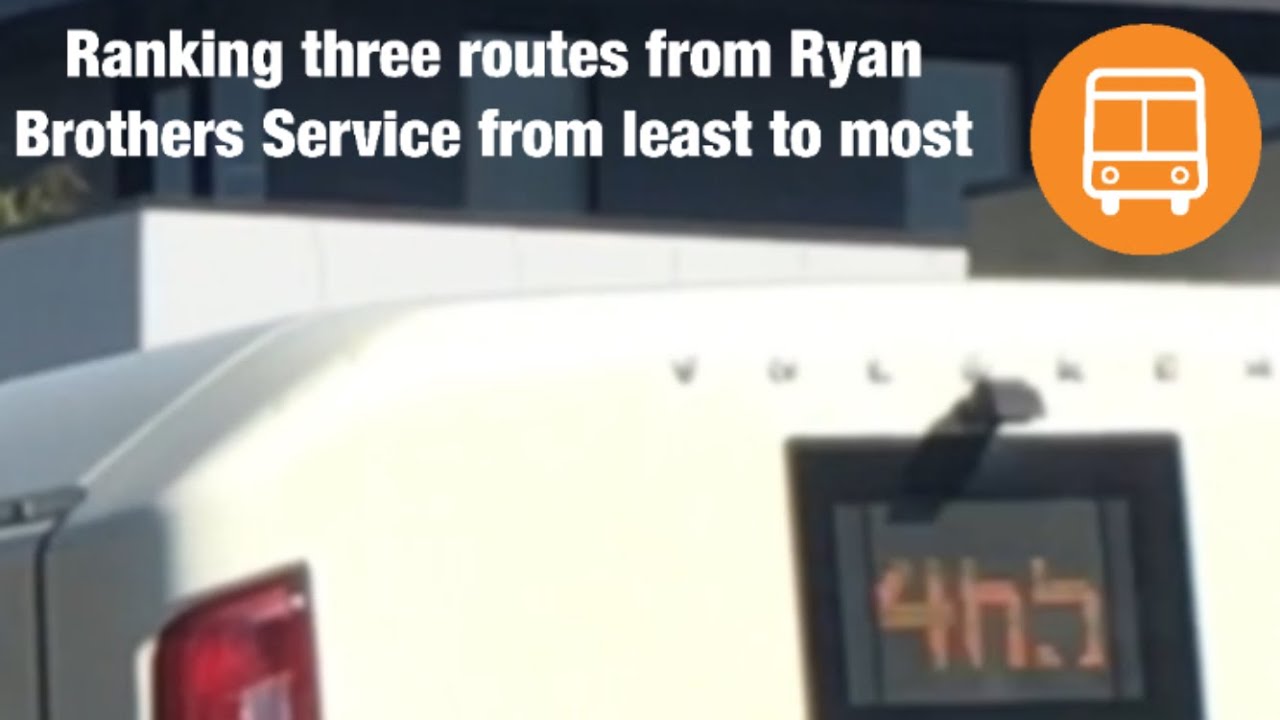 Ranking three routes from Ryan Brothers Bus Service from least to most ...