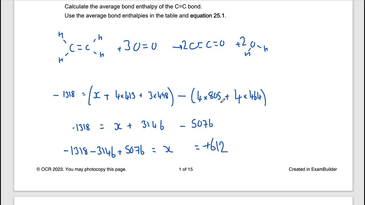 Bond Enthalpy Exam Technique - YouTube