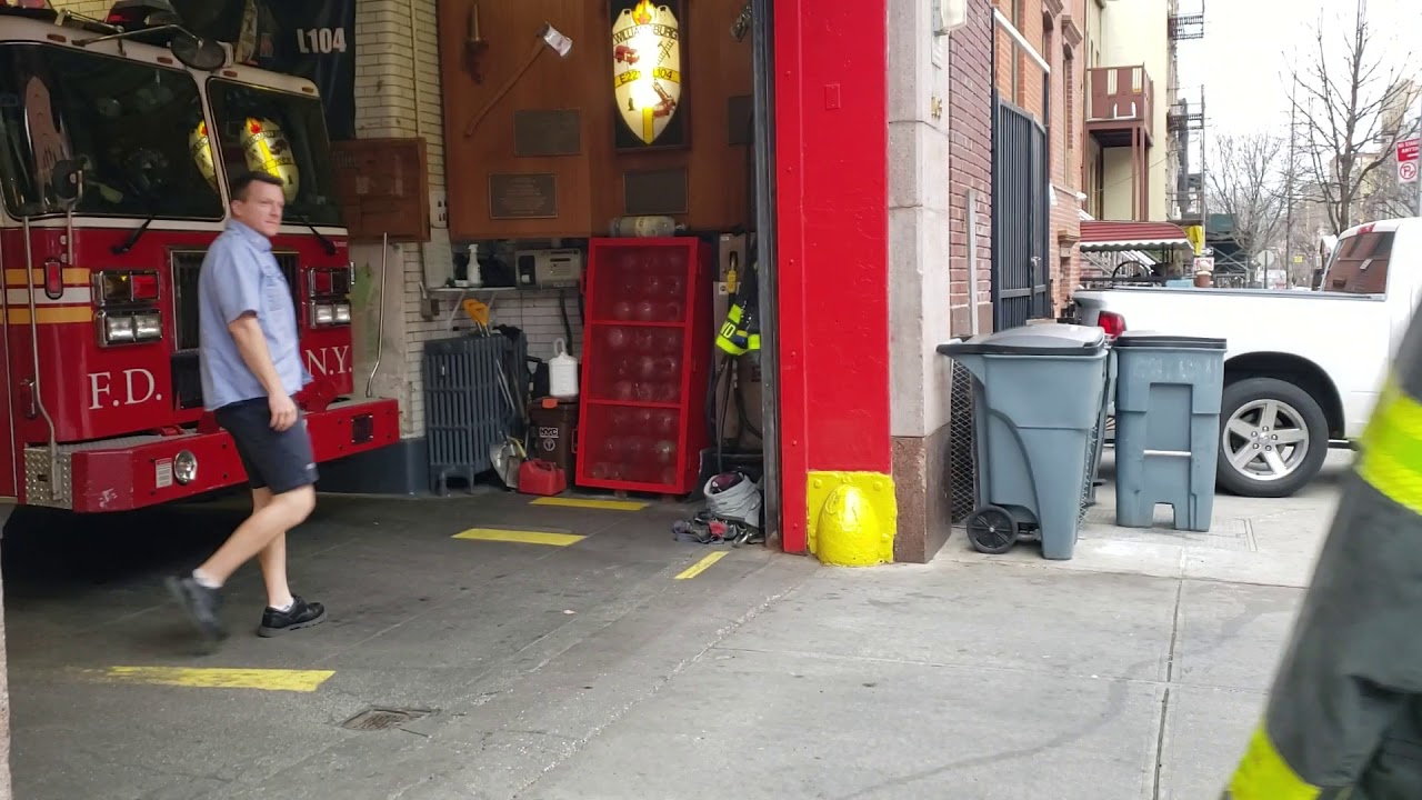 Engine 221&Ladder 104 Leaving quarters and responding to a cyclist vs ...