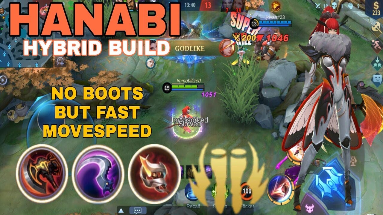 NO BOOTS CHALLENGE? HYBRID HANABI BEST BUILD & EMBLEM SET | HANABI MAGE ...