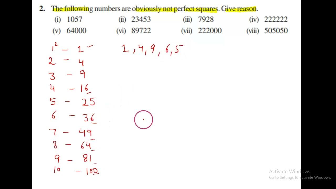 the following numbers are obviously not perfect squares. Give reason.? i. 1O57 - YouTube