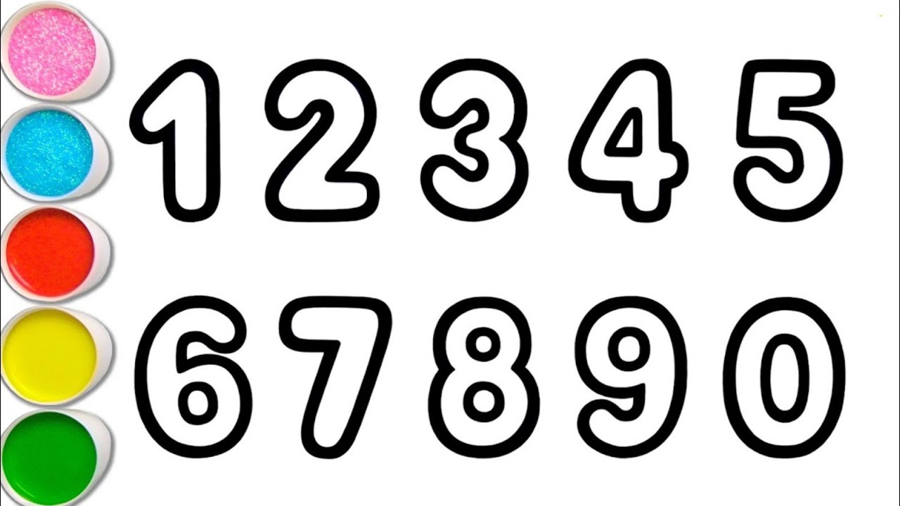 Singal Digit Number Drawing, colouring for kids, #drawing - YouTube