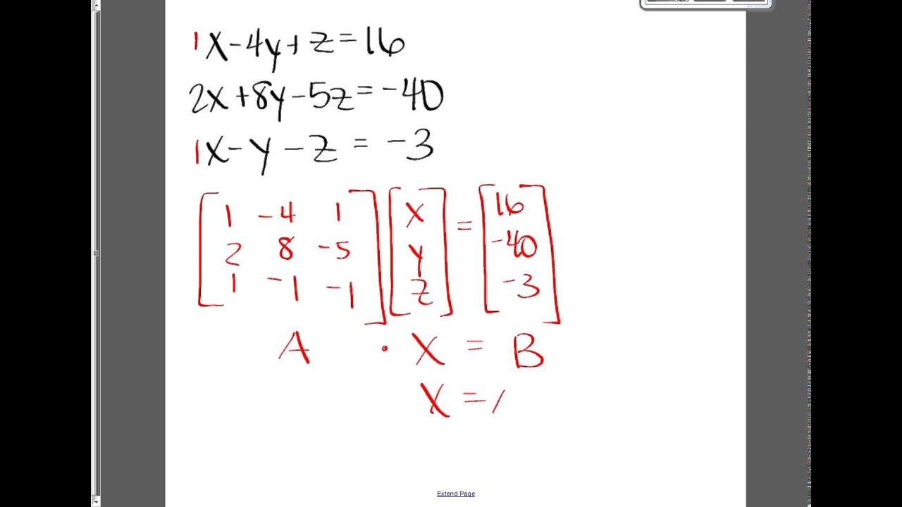 Inverse Matrix Method To Solve A System Of Equations A 1 B YouTube