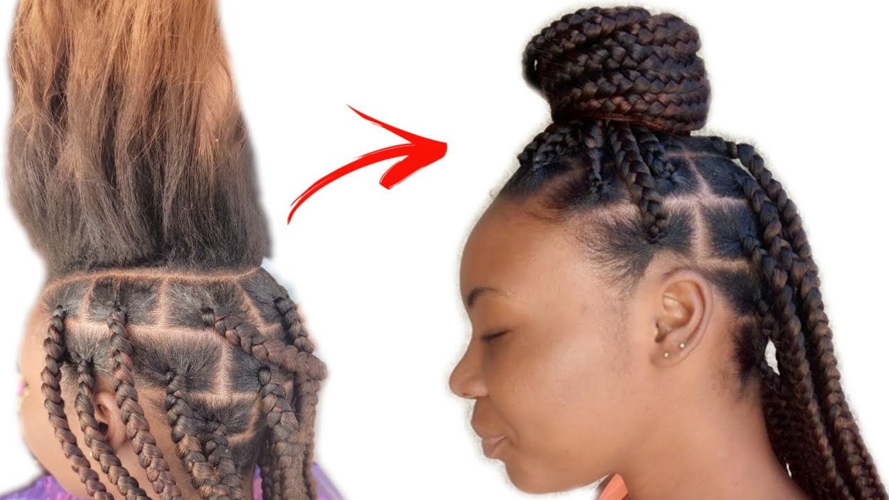 Vin aprann penyen ak alonj/ big knotless braids - YouTube