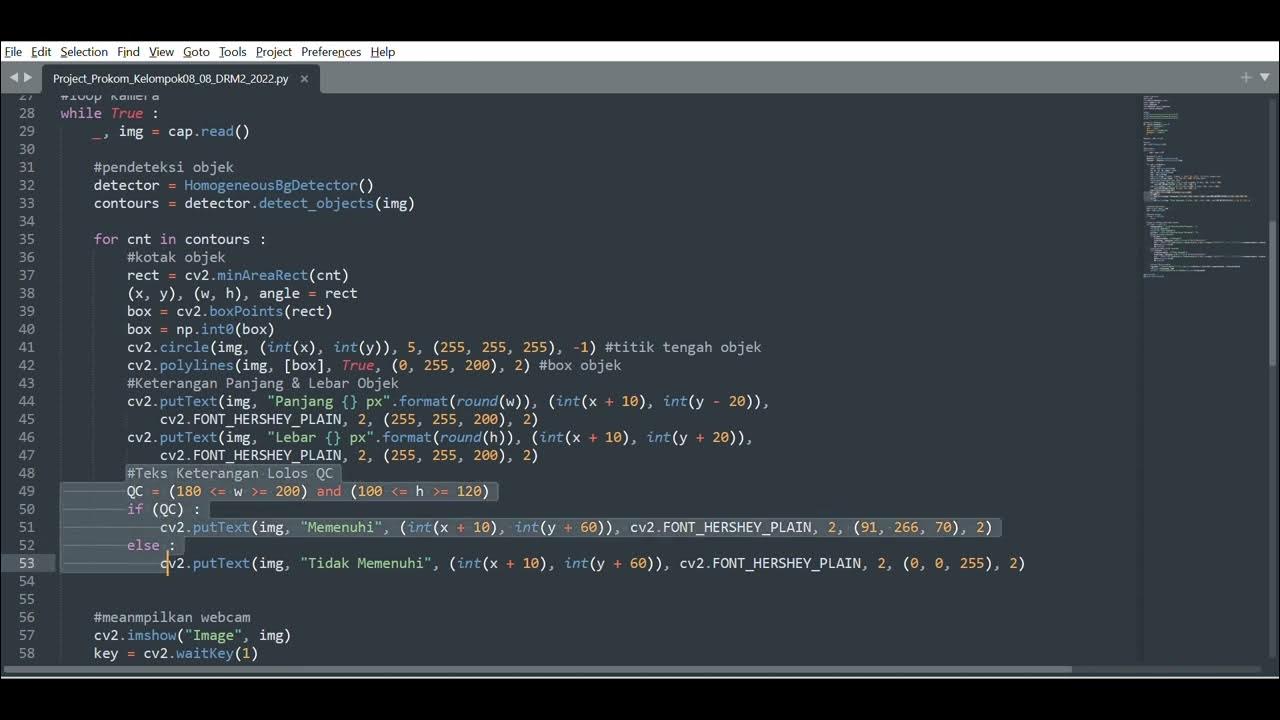 PROKOM DRM2 Kel 8 Webcam QC Check Object Measurement Berbasis OpenCV ...