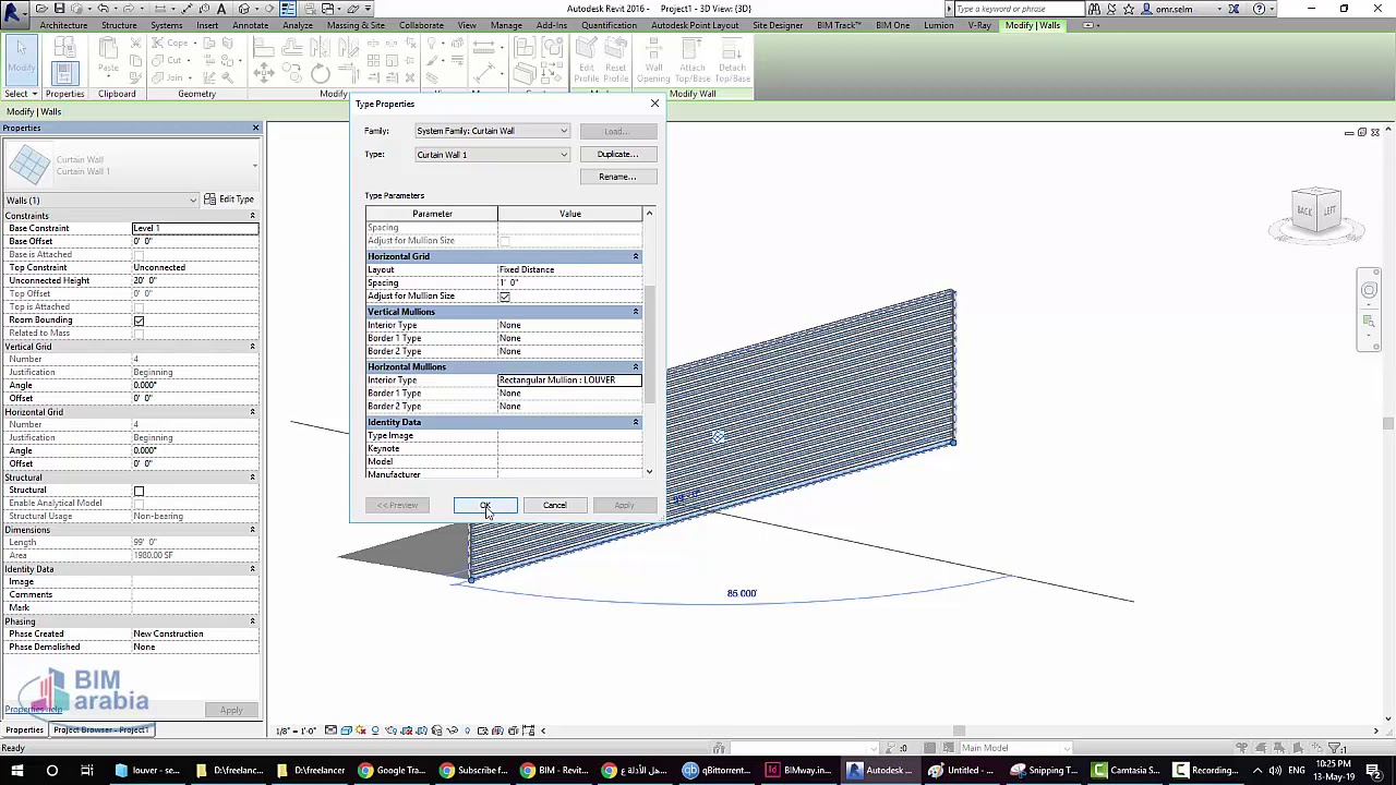 BIM Revit Tutorial Louver Curtain Wall - YouTube