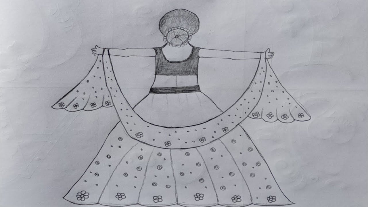 How to Draw a girl with lahanga | Beautiful girl drawing with pencil ...