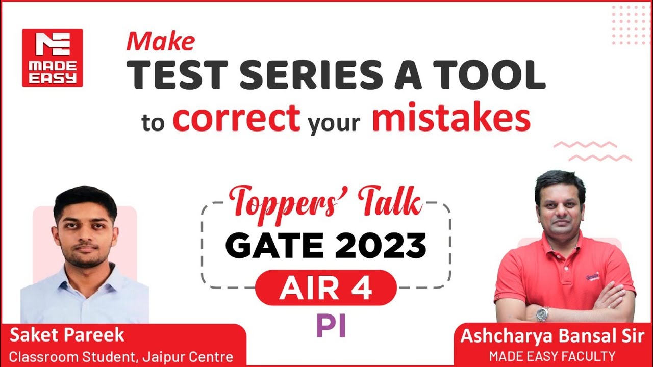 GATE 2023 Topper| PI | Saket Pareek | AIR-4 | Toppers' Talk | With ...
