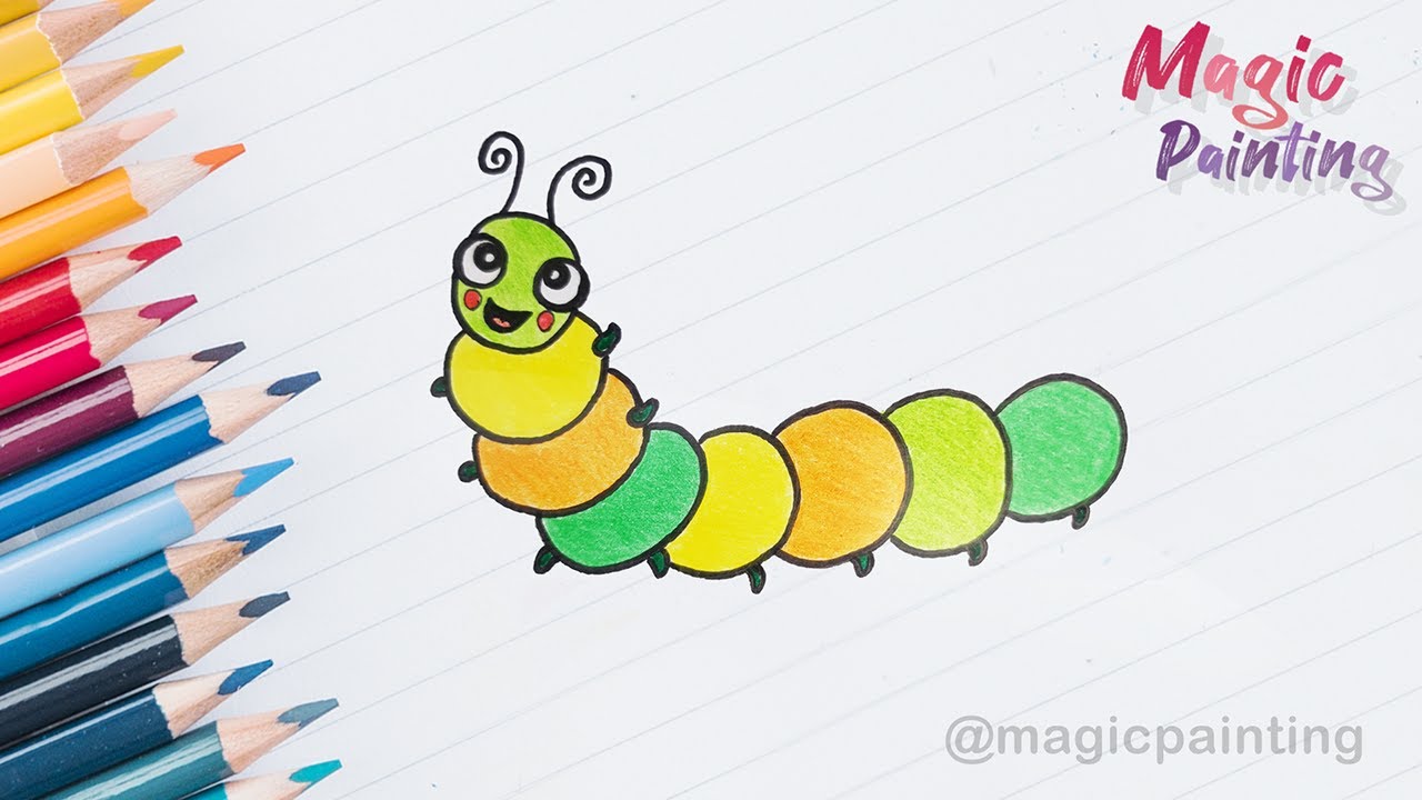 How to Draw a Worm | Cute Worm Drawing & Colors | Drawing For Kids step ...