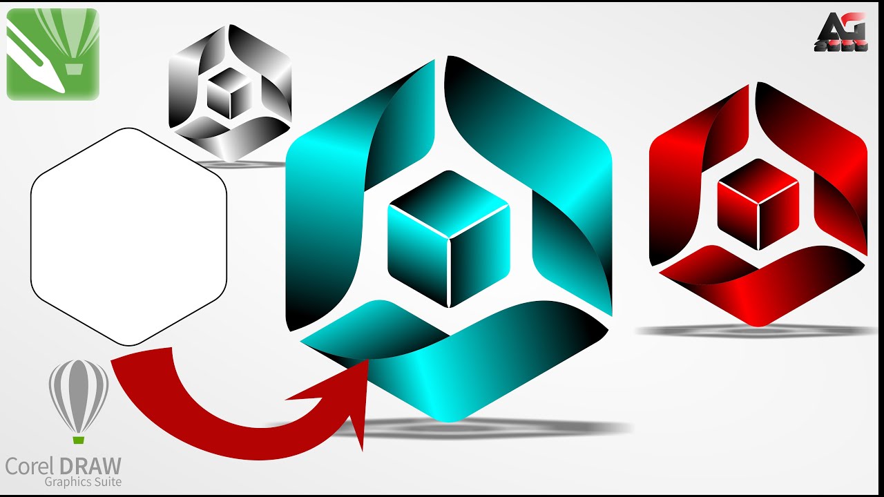 Designing a 3D polygon logo with Corel Draw - YouTube