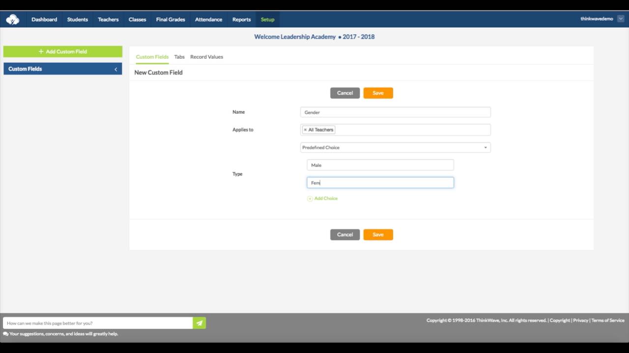 ThinkWave School Admin Software, Teachers Tab - YouTube