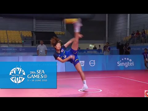 Sepaktakraw Women's Regu Semi-final Thailand vs Vietnam (Day 8) | 28th SEA Games Singapore 2015