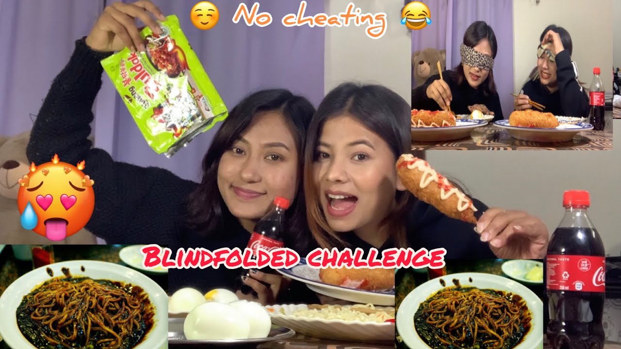 Blindfolded black bean noodles Challenge | 😂 with rishima - YouTube