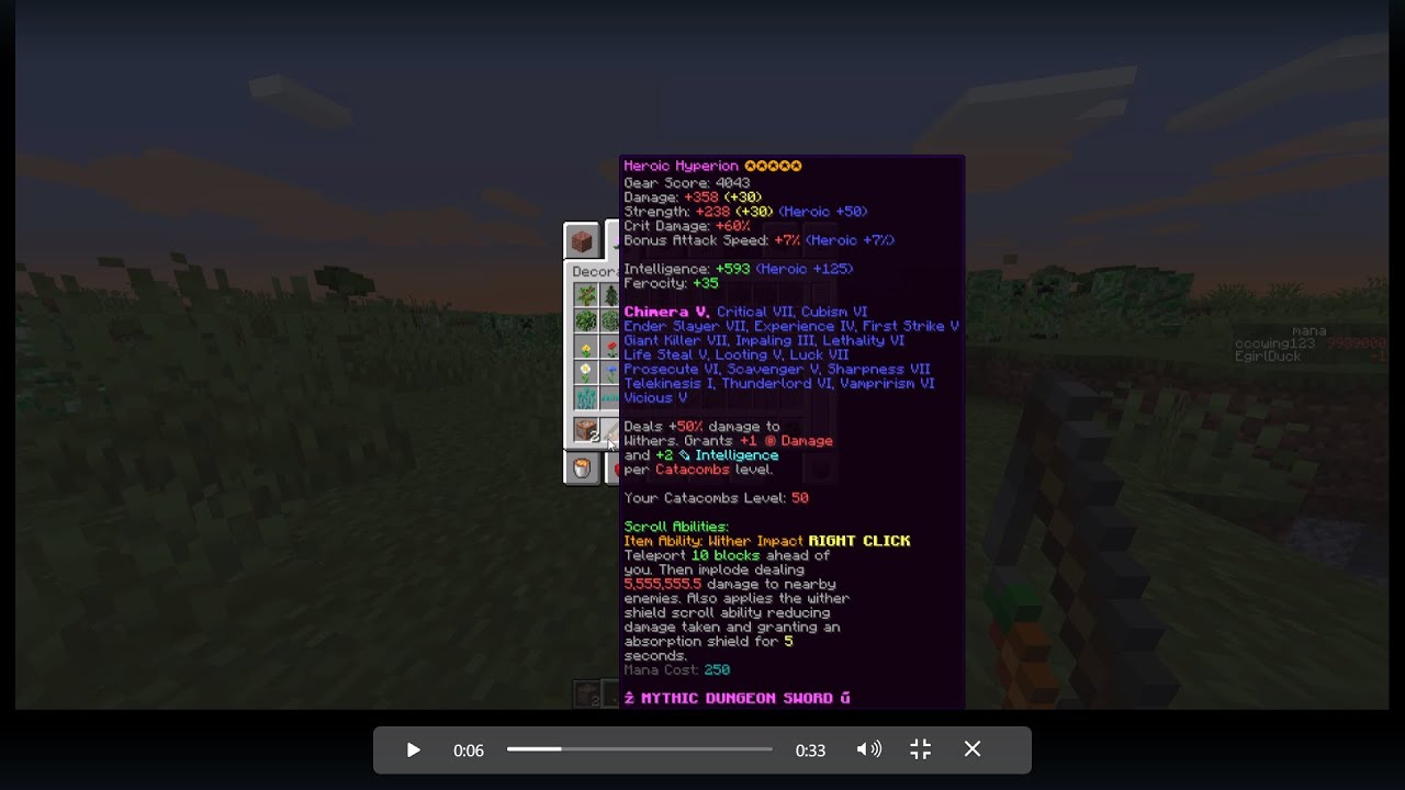 Skyblock Hyperion in vanilla minecraft !? - YouTube