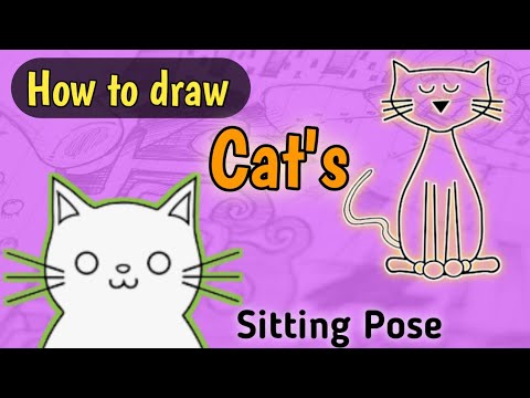 How to draw a Cat | Cute Cats in Sitting Position "Easy Drawing ...