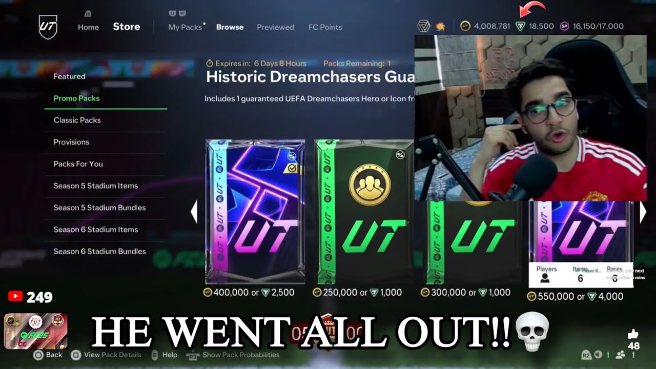 He Spent 18,500 FC Points on Store Packs For DREAMCHASERS Team 2💀 - YouTube