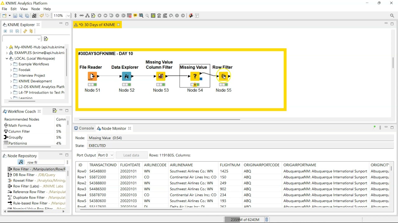 Day 10 - Row Filter Node - 30 Days of KNIME - YouTube