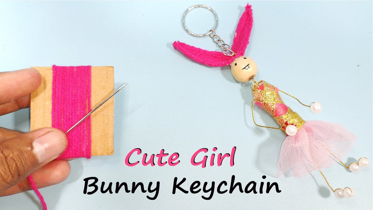 DIY Bunny Keychain - Easy Keychain Making from Woolen - Rabbit ...