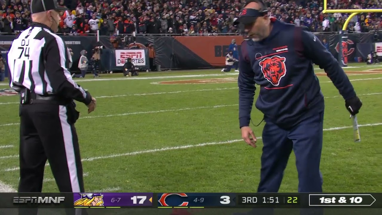 Matt Nagy spikes the challenge flag like Gronk - YouTube
