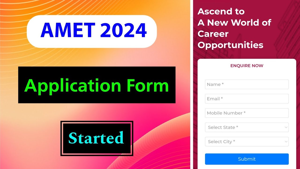 AMET 2024 Registration Started | How to Fill the application form ...