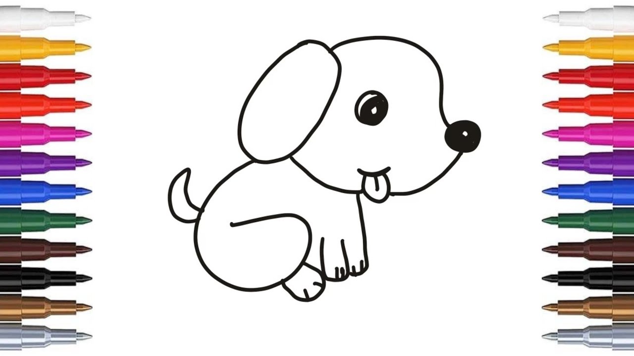 How to draw a dog | Easy Drawing | Coloring | Kids Nursery Rhymes ...