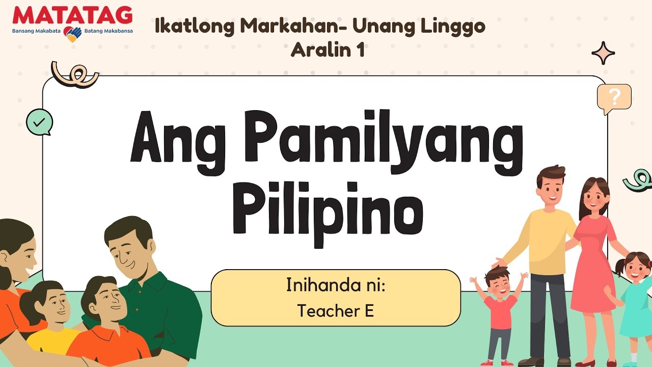 GMRC 4- Quarter 3- Week 1- Ang Pamilyang Pilipino (MATATAG) - YouTube