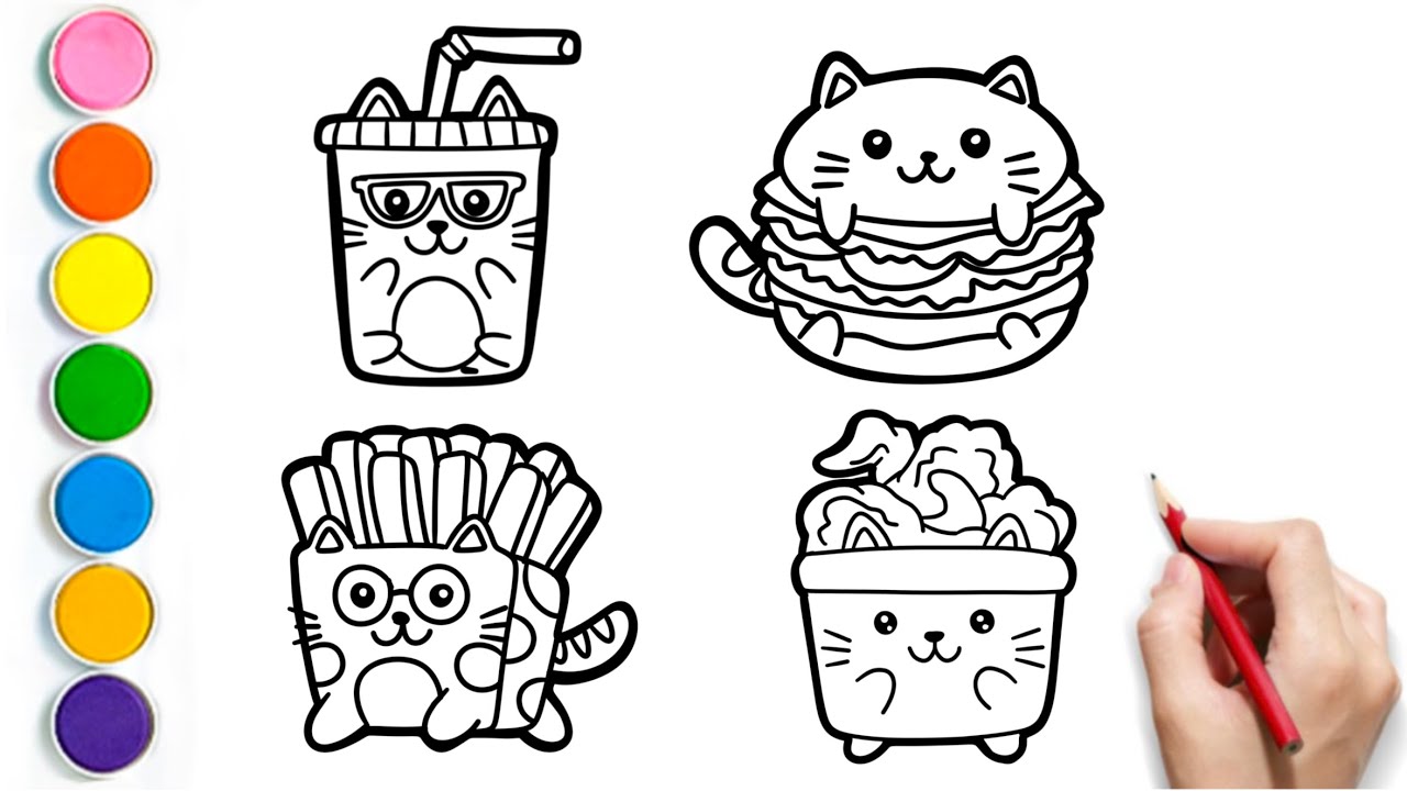 How to Draw Cute Cat Foods | Easy Step by Step Drawing Tutorial - YouTube