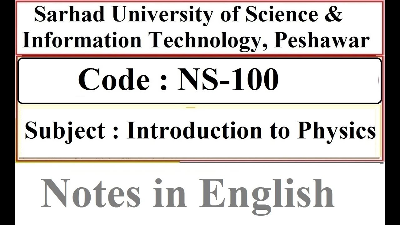 Sarhad University Solved Notes in English | Introduction to Physics ...