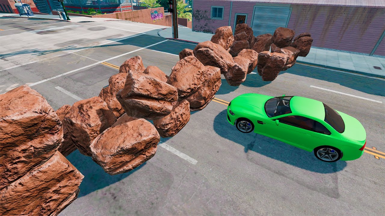 Cars vs Stone Wall BeamNG.Drive - YouTube