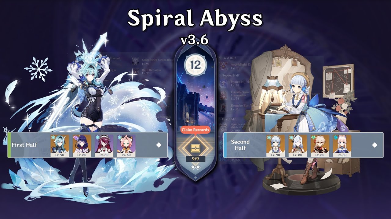 C1 Eula & C1 Ayaka - Spiral Abyss Floor 12 (v3.6) (9★) | Genshin Impact ...