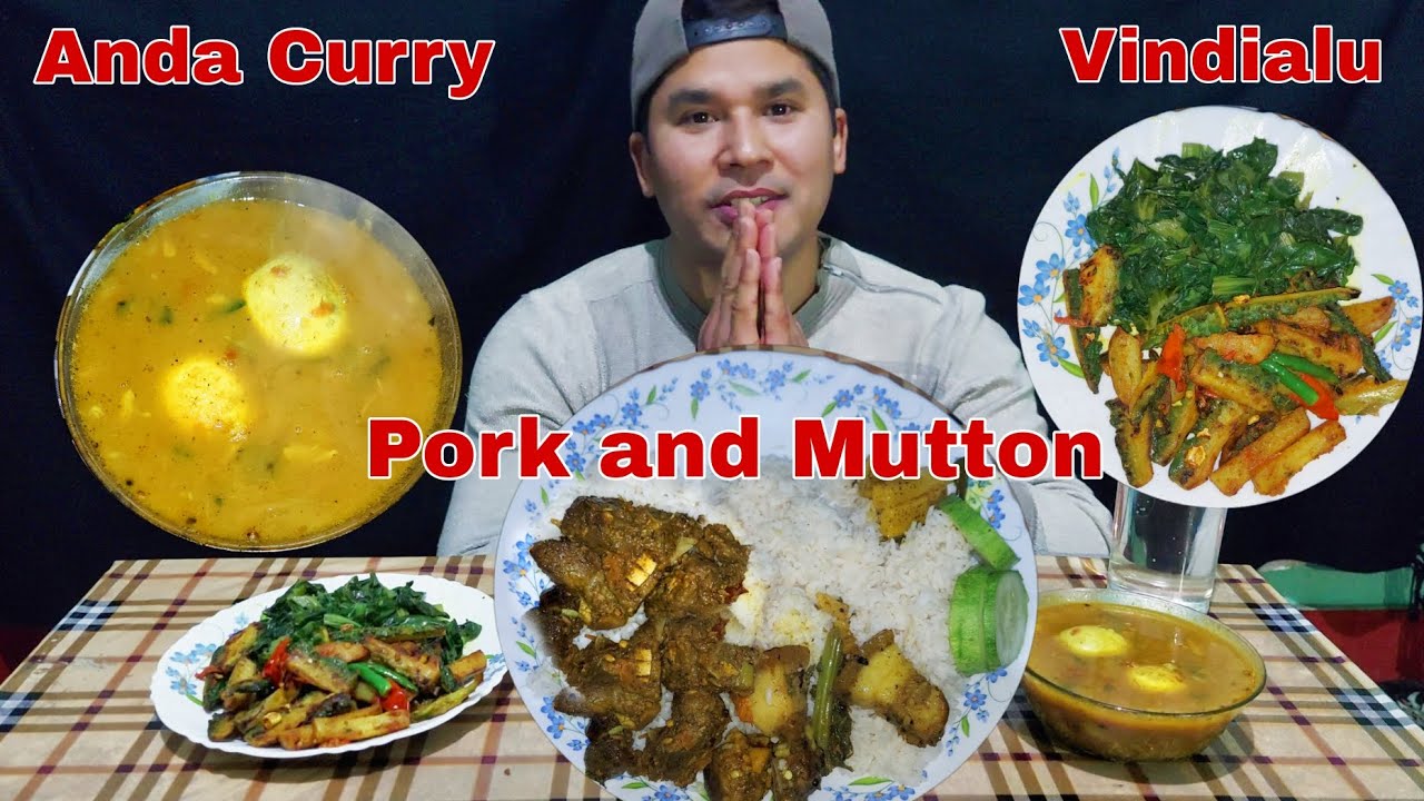 Pork , khasi ko masu, Anda curry and KarelaAlu Mukbang | FoodieAjaya ...