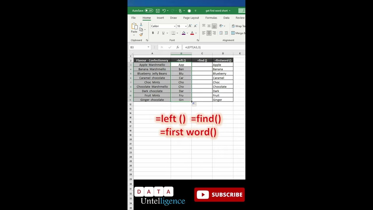 Get First Word In Excel Excel Formula shorts YouTube Get First Word In Excel Excel Formula shorts YouTube