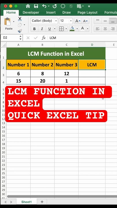 Excel tips: LCM function in excel #excel #excelshorts #shorts #exceltutorial - YouTube