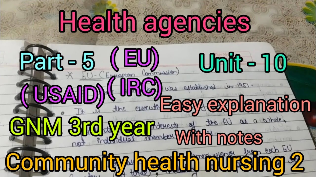 Health agencies( EU, IRC, USAID)Unit -10/part - 5/GNM 3rd year ...