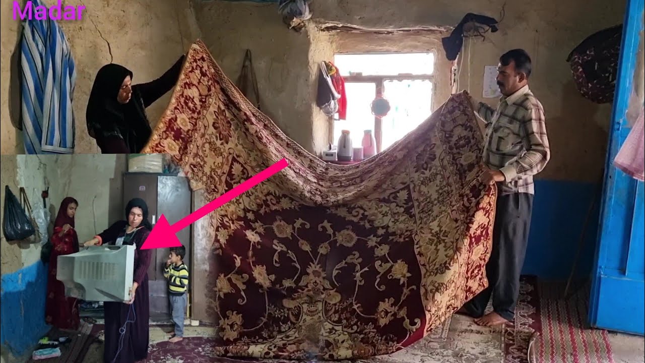 Cleaning the nomadic house by parents#Iran#village#cleaning the house ...