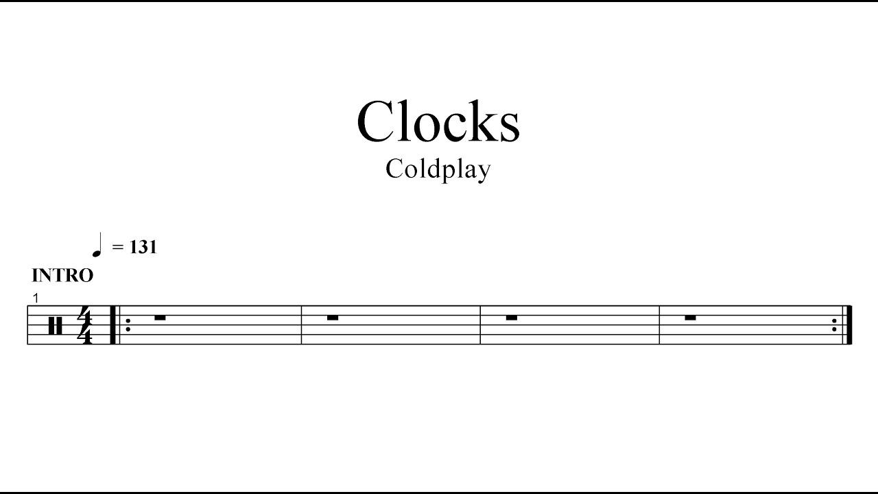Coldplay - Clocks | DRUM SHEET MUSIC - YouTube