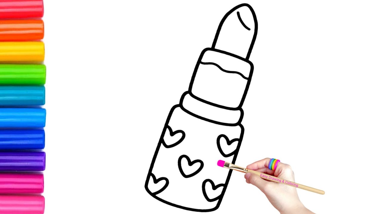 Red Lipstick Drawing,Painting and Coloring for Kids & Toddlers|How to ...