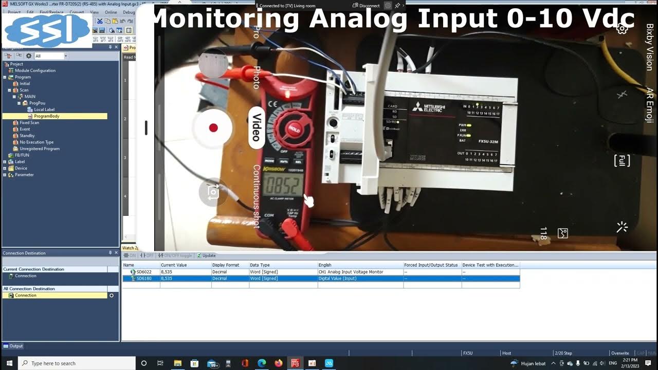 Monitoring Analog input 0 10Vdc, 0 20mA using PLC FX5U Series - YouTube