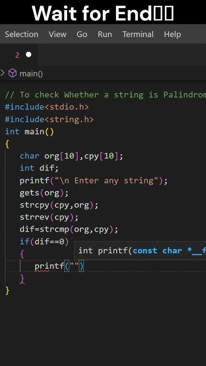 #shorts palindrome using for string in C program ll #shorts #viral #youtubeshorts #coding - YouTube
