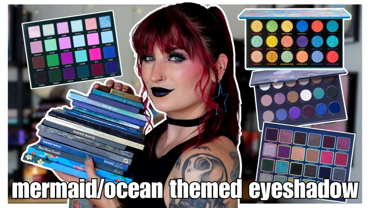my MERMAID & BEACHY themed eyeshadow palettes - YouTube