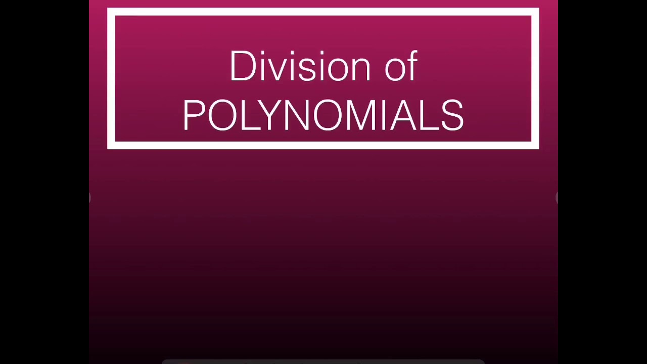 SYNTHETIC DIVISION METHOD || DIVISION OF POLYNOMIALS - YouTube