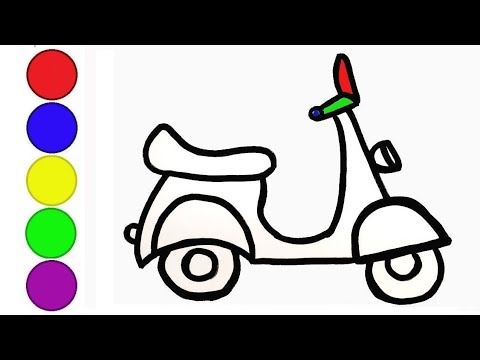 Scooter drawing tutorial for kids/Step by step guide how to draw ...