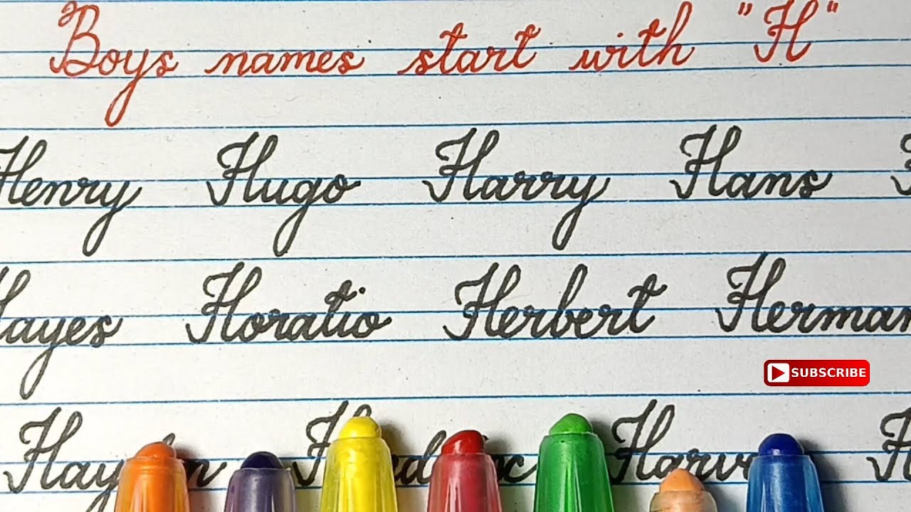 Boy Names Start With “H” in Cursive Writing Practice abcd | Cursive ...