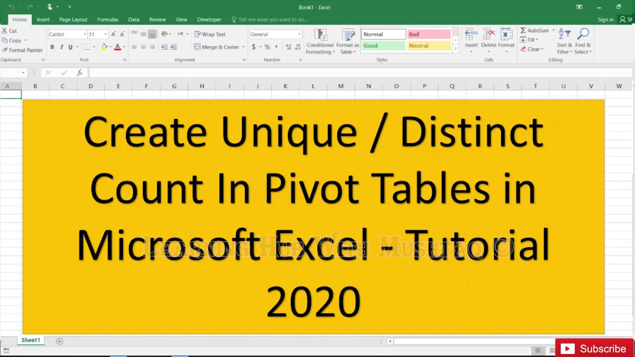 Create Unique or Distinct Count In Pivot Table in Microsoft Excel ...