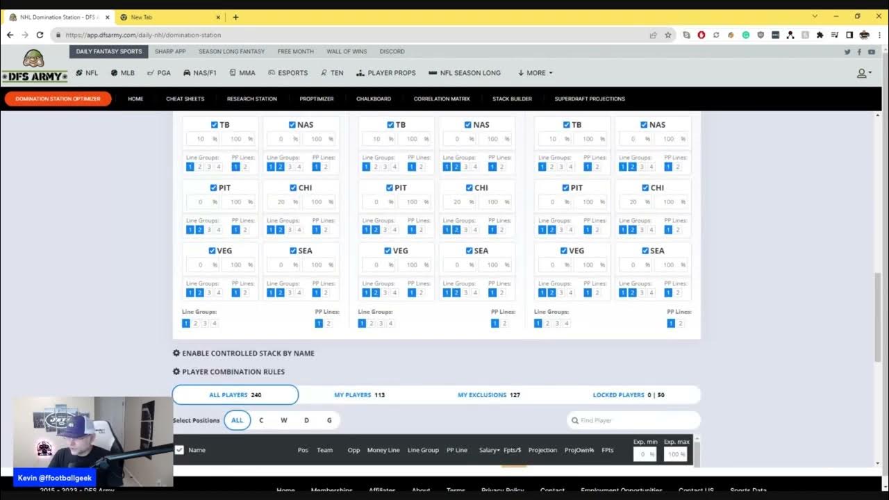 NHL Stacking Tutorial for the DFS Army Domination Station Optimizer - YouTube
