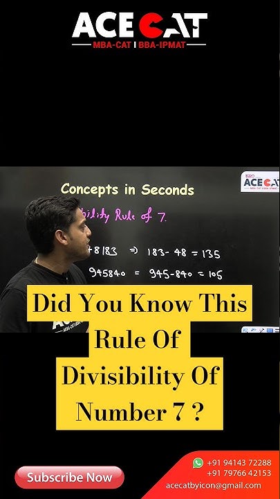 CAT Quant Expert Prep: Rule Of Divisibility by 7 Simplified - YouTube